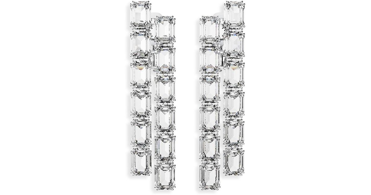 Swarovski Millenia Octagon Crystal Clip On Linear Drop Earrings in ...