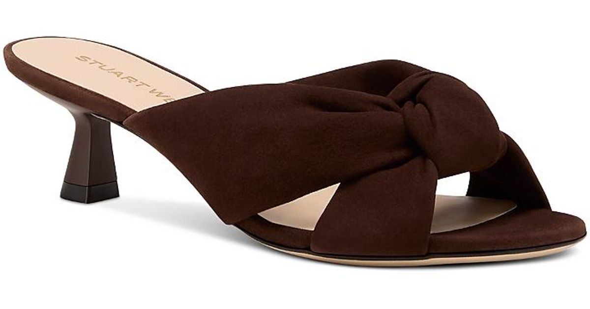 Stuart Weitzman Soplaya 50 Slides in Brown | Lyst