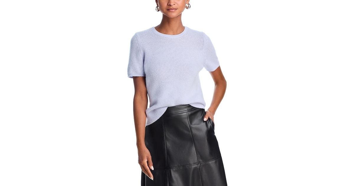 C by Bloomingdale's Cashmere Short Sleeve Cashmere Shell Top in Blue ...