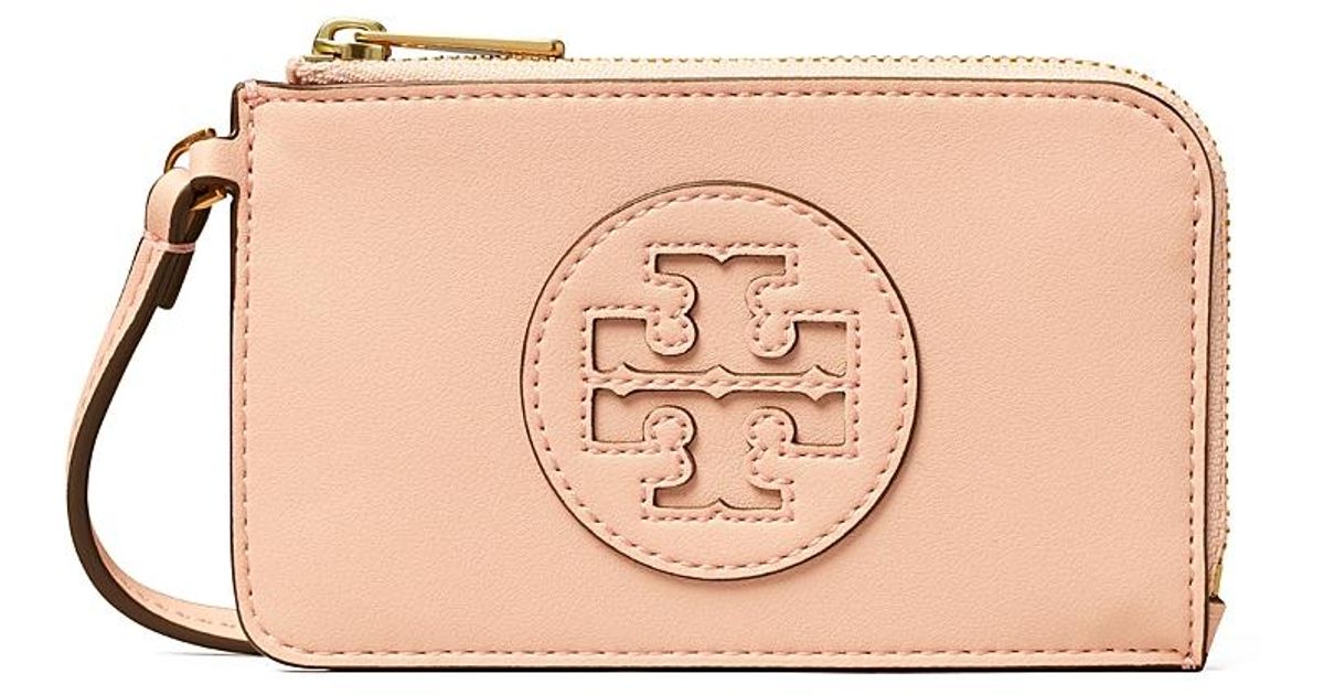 Tory Burch Ella Bio Zip Card Case in Pink | Lyst