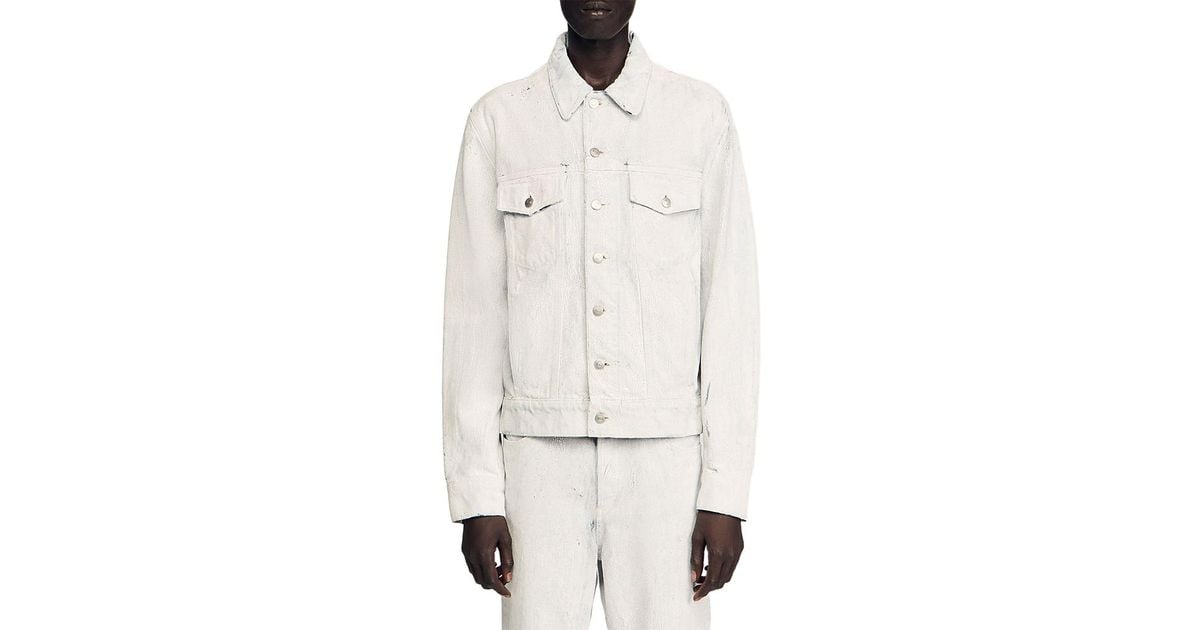 Sandro Denim Jacket in White for Men | Lyst