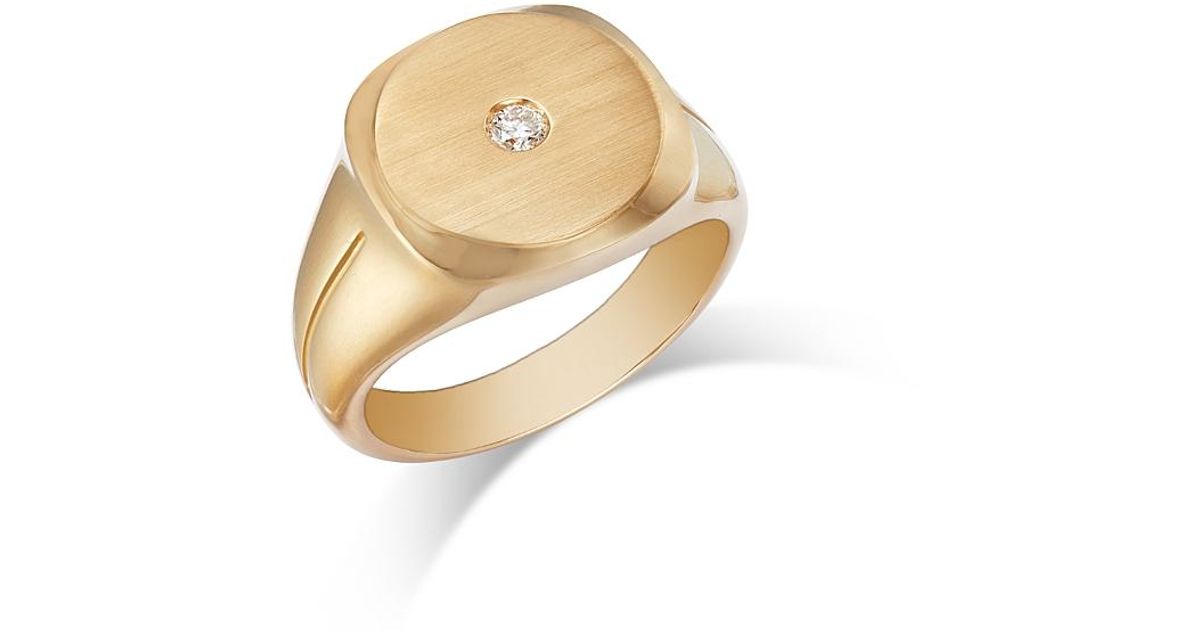 Bloomingdale's Fine Collection Diamond Bezel Textured Signet Ring in ...