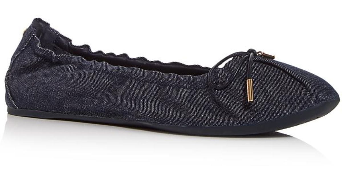 Ferragamo Joelle Denim Ballet Flats in Blue | Lyst
