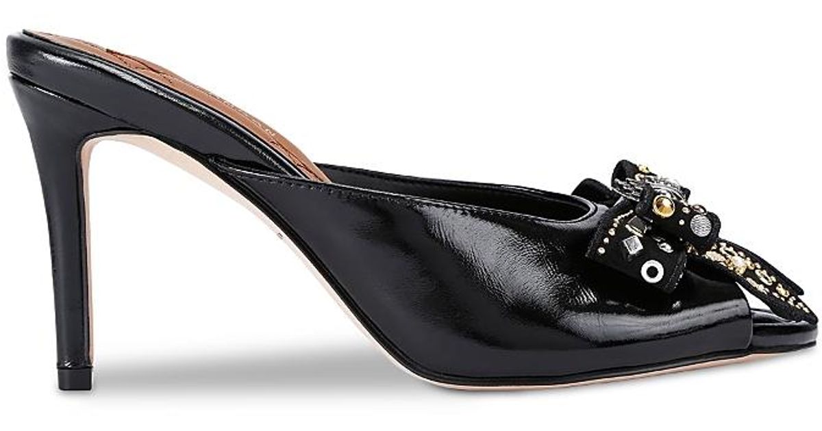 Kurt Geiger Belgravia Embellished Bow Mules in Black | Lyst