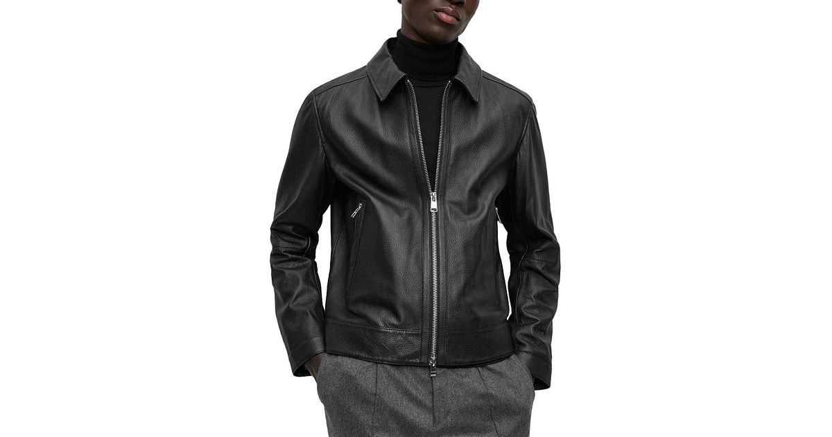 BOSS Mapson Leather Jacket in Black for Men | Lyst