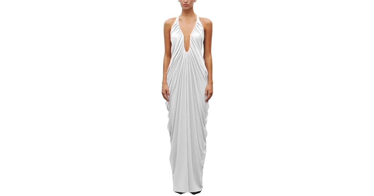 HEIRESS BEVERLY HILLS The Draped Halter Gown in White | Lyst