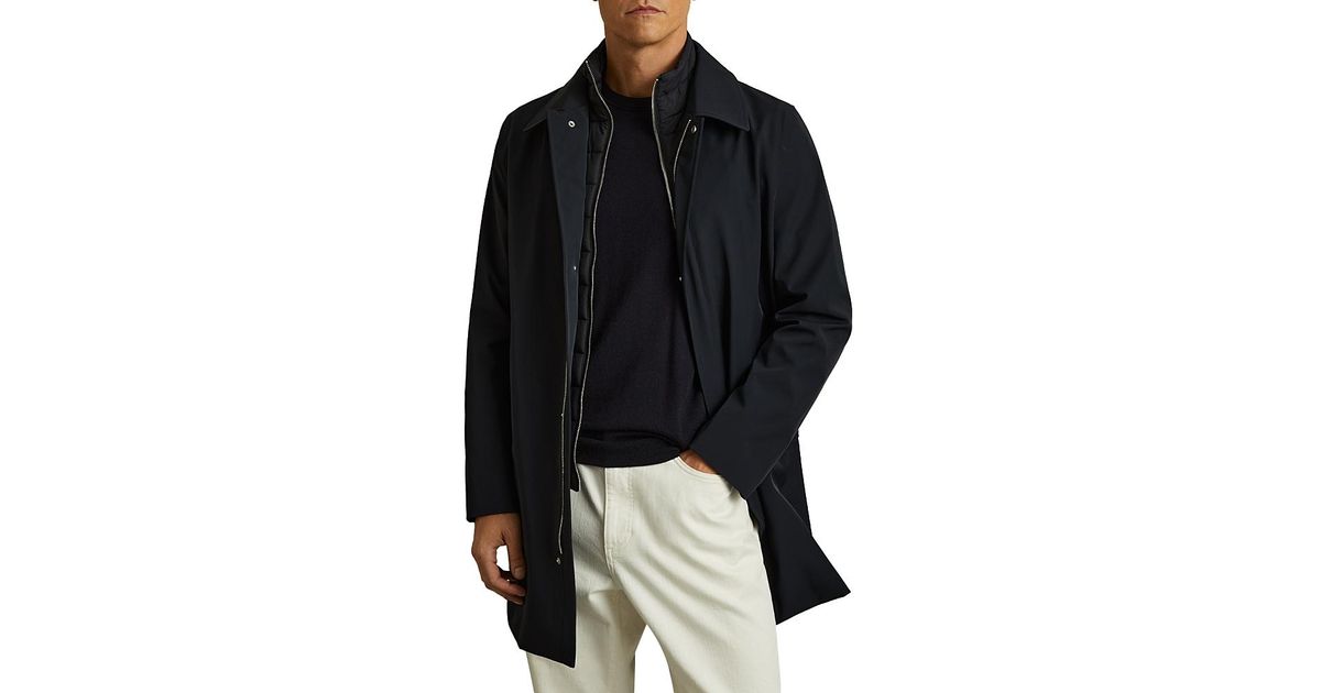 Reiss Logan Hybrid Overcoat in Black for Men | Lyst