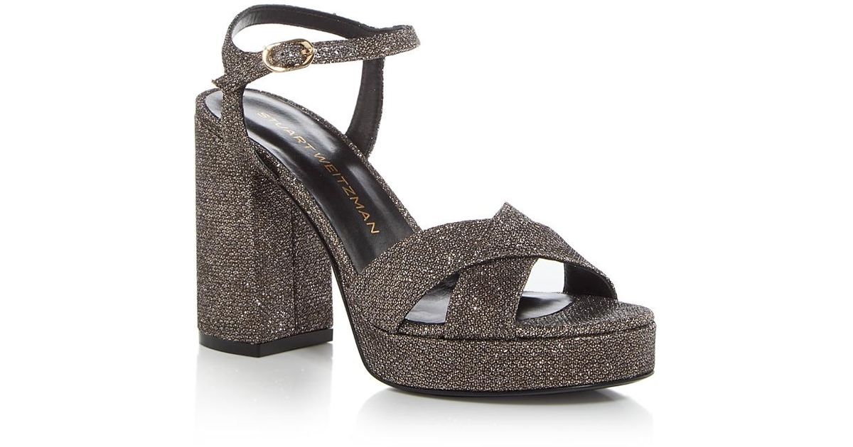 Stuart Weitzman Dayna High Heel Platform Sandals in Gray | Lyst