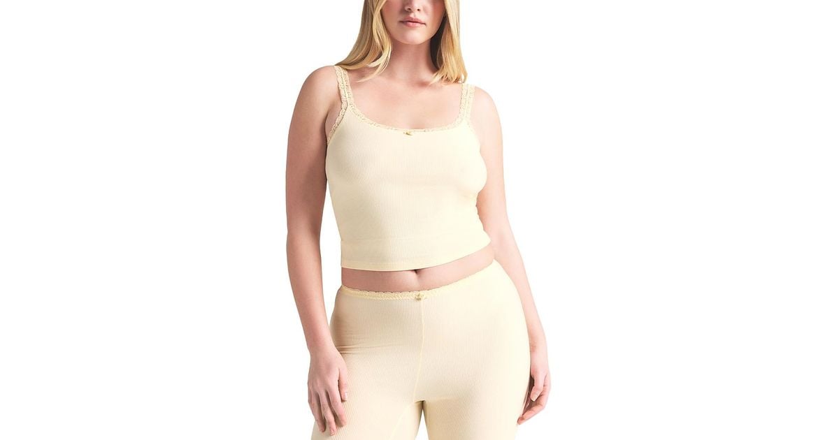 Skims Ribbed Tank in Natural | Lyst