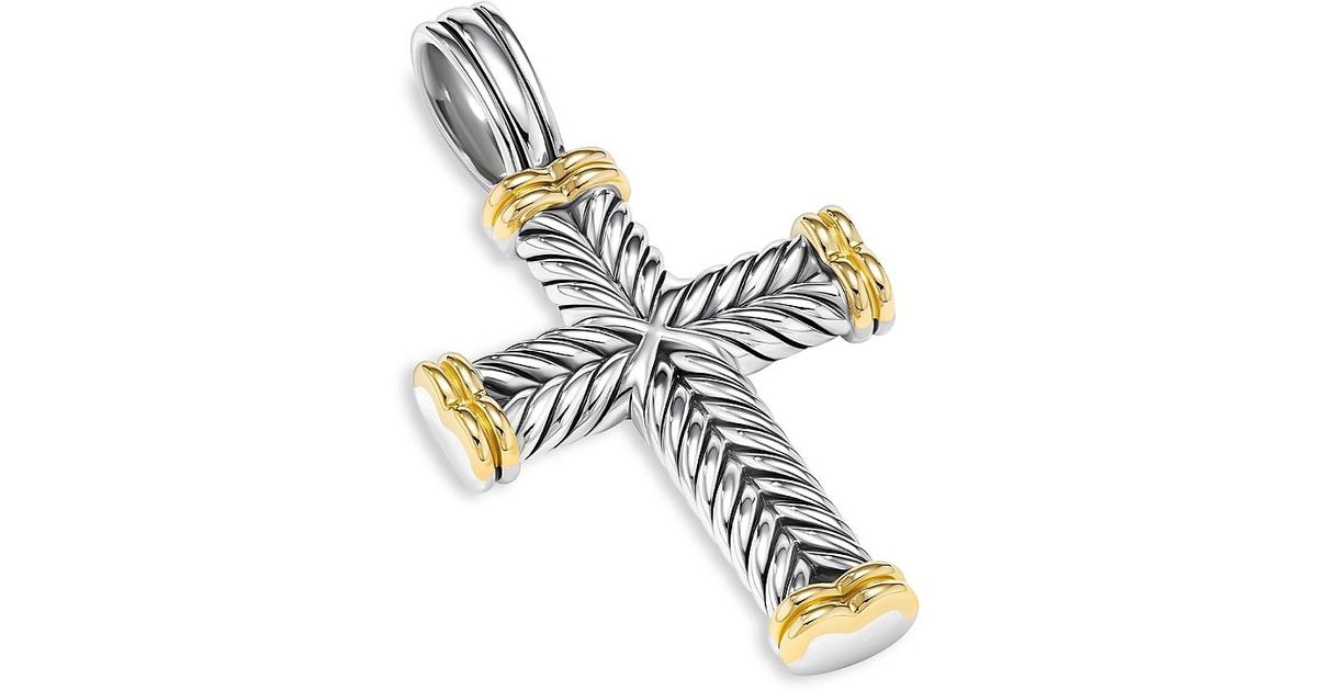 David Yurman 18K & Sterling Amulets Chevron Cross Pendant in Metallic ...