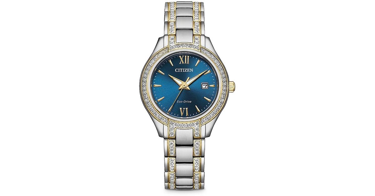 Citizen Crystal-Accent Stainless Steel Bracelet Watch, 30Mm in Blue | Lyst