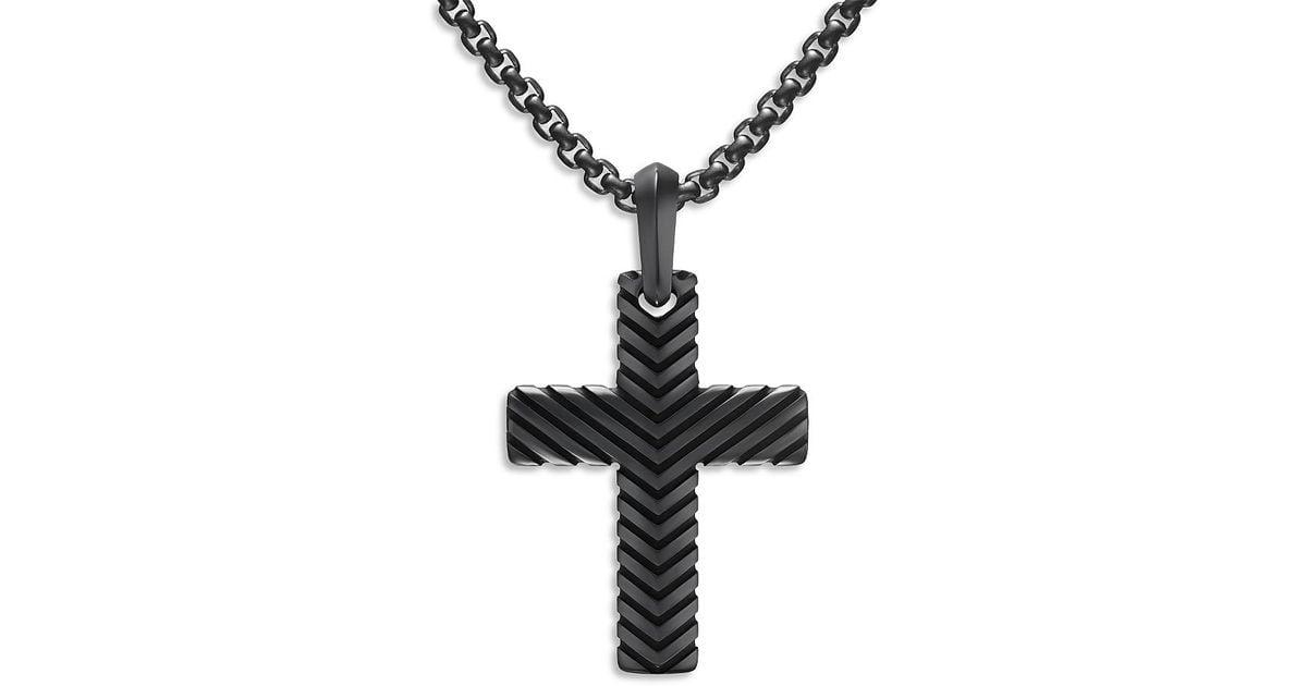 David Yurman Chevron Cross Pendant in Black for Men | Lyst