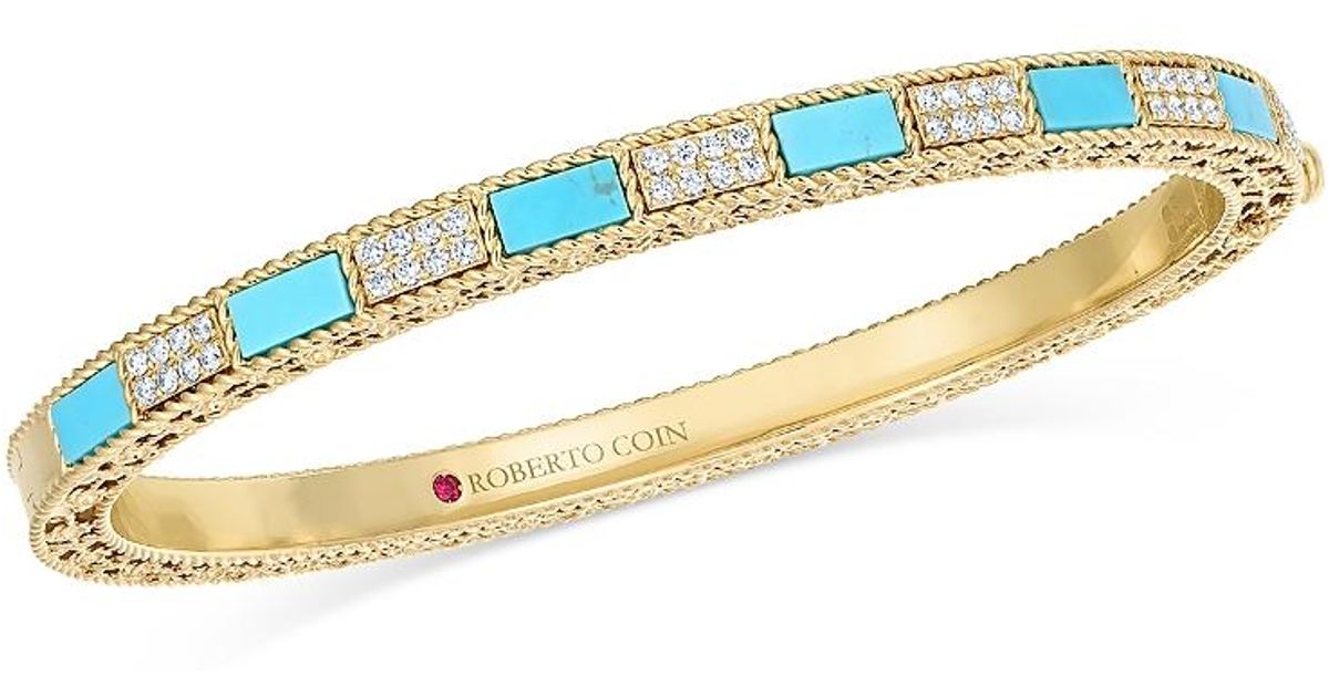 Roberto Coin 18K Mosaic Diamond Pave & Bangle Bracelet in Metallic | Lyst
