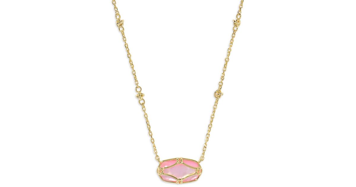 Kendra Scott Elisa Lattice Framed Mother Of Pearl Pendant Necklace in ...