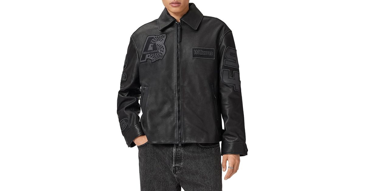 AllSaints Garrison Patch Leather Jacket in Black for Men | Lyst UK