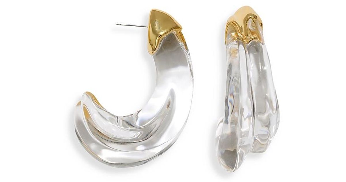 Alexis Liquid Lucite Large Wave Hoop Earrings in White | Lyst