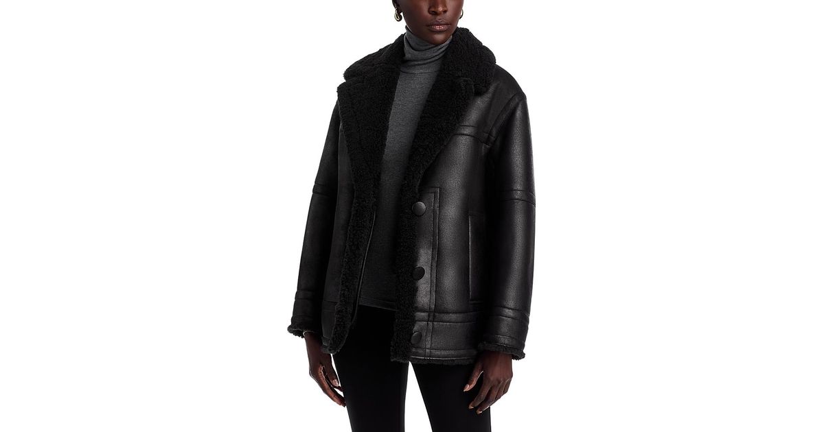 Stand Studio Louisa Faux Shearling Jacket in Black | Lyst