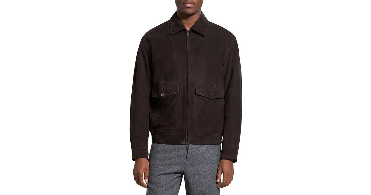 Theory Reece Leather Aviator Jacket in Black for Men | Lyst
