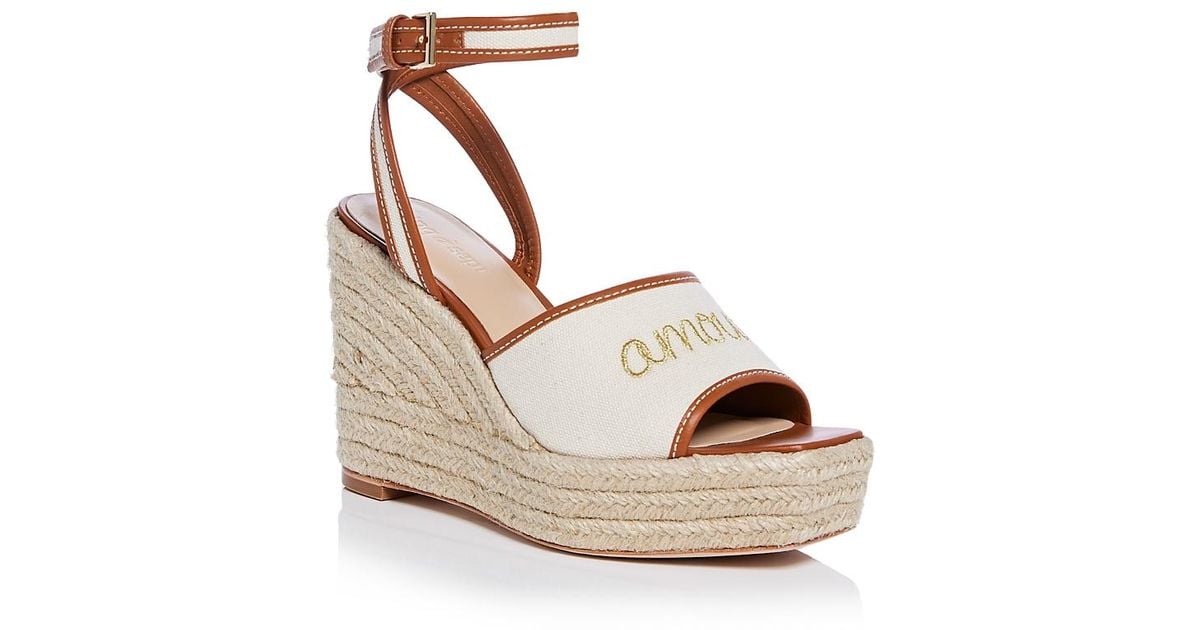 Cinq À Sept Jesse Canvas Espadrille Wedge Sandals in Metallic | Lyst
