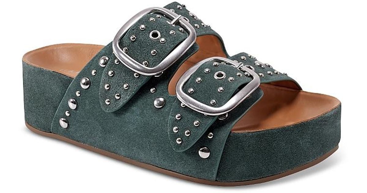 Marc Fisher Sayge Double Studded Strap Platform Sandals in Green | Lyst