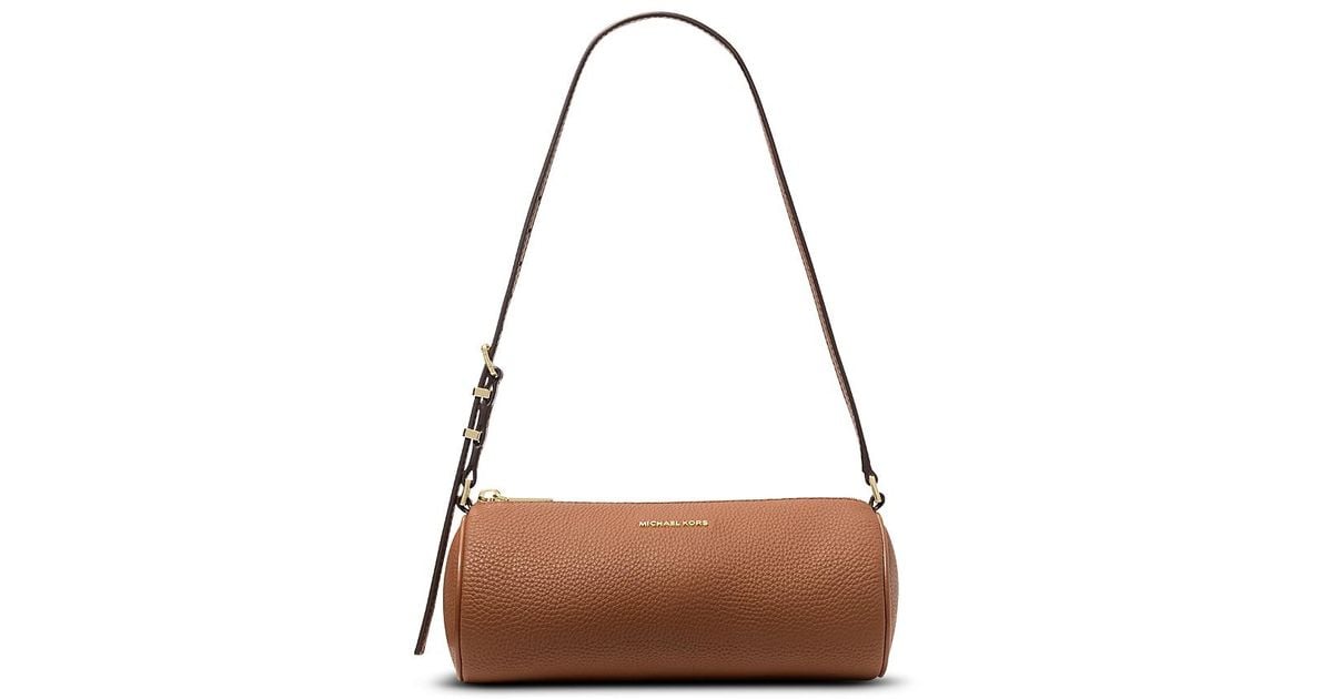 Michael Kors Izzy Small Pebbled Leather Barrel Pouchette in Brown | Lyst