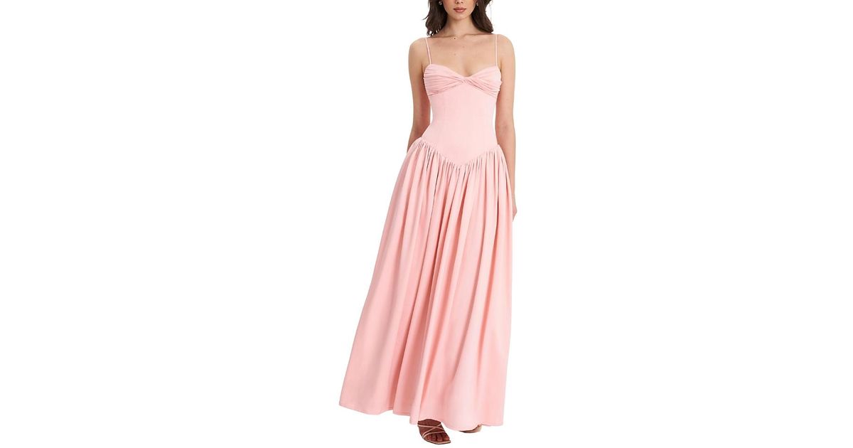 Miss Circle Najwa Ruched Breast Drop Waist Maxi Dress in Pink | Lyst