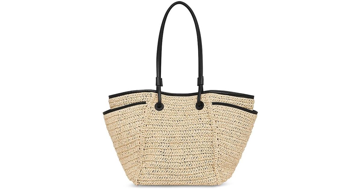 Whistles Zoelle Straw Popper Tote in Natural | Lyst