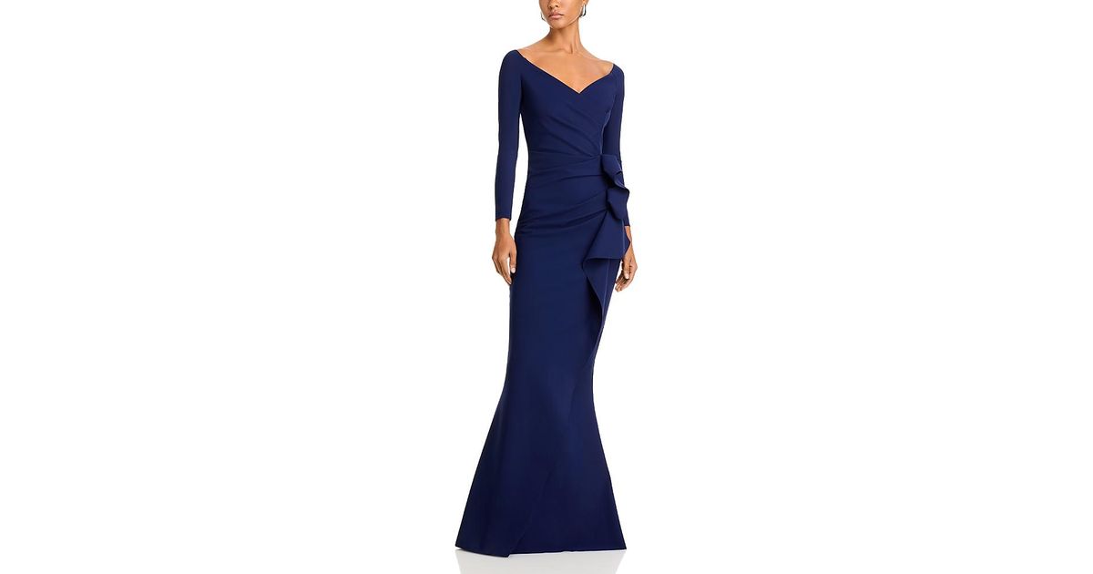 La Petite Robe Di Chiara Boni Silveria Side Ruffle Gown in Blue | Lyst