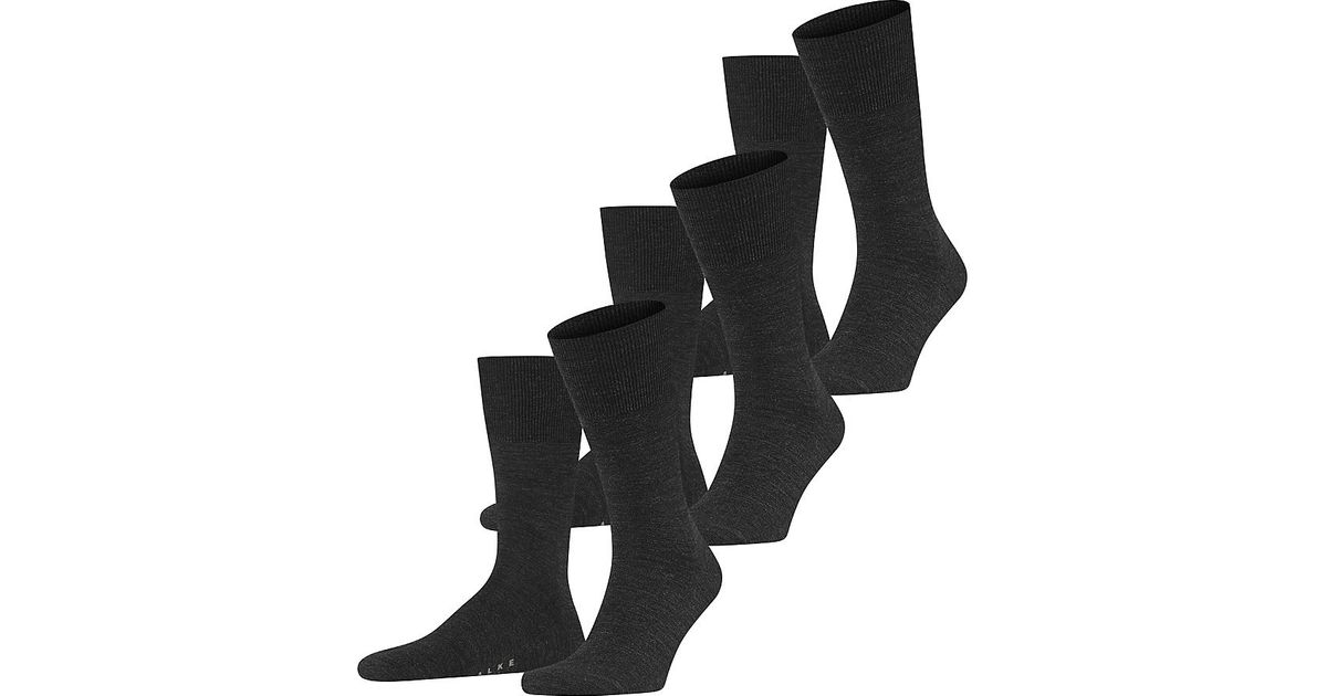 FALKE Airport Wool Blend Crew Socks, Pack Of 3 in Black for Men | Lyst UK