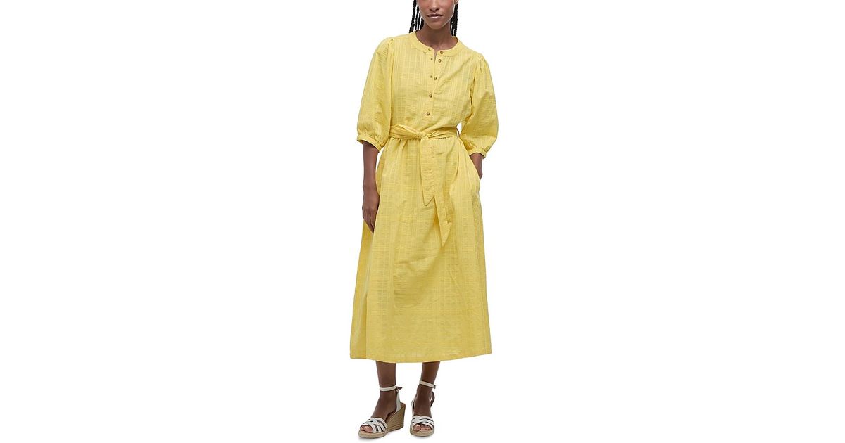 Barbour Heidi Belted Midi Dress in Yellow | Lyst