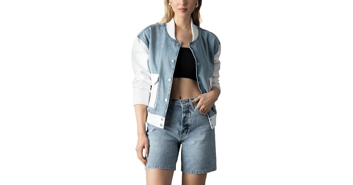 Blue Revival Revival Admiral Mixed Media Jacket in Blue | Lyst