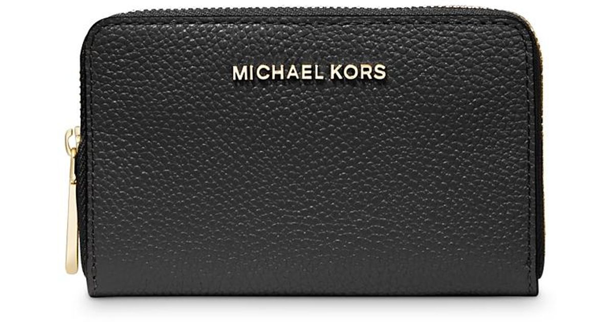 Michael Kors Michael Jet Set Leather Card Case in Black | Lyst