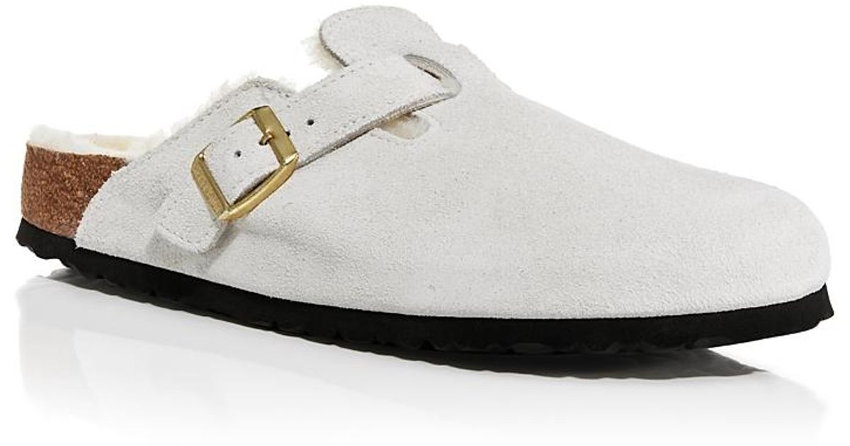 Birkenstock Boston Shearling Clogs in White | Lyst