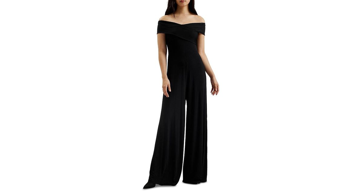 Ted Baker Almhaa Off-The-Shoulder Jumpsuit in Black | Lyst