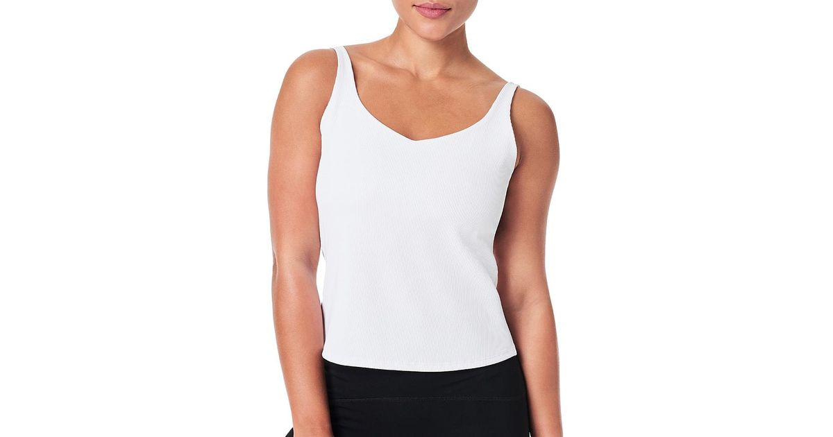 Spanx Contour Rib Shelf Tank in White | Lyst UK