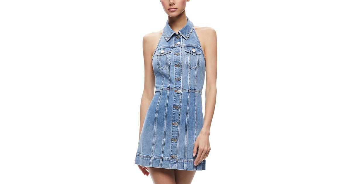 Alice + Olivia Kendall Denim Mini Dress in Blue | Lyst