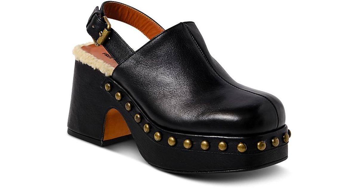 Free People Autumn Square Toe Studded & Faux Fur Trim High Heel ...