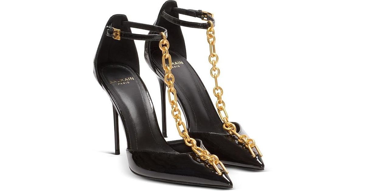 Balmain Sync Patent Leather Stilettos With Pointed Toe Pumps in Black ...