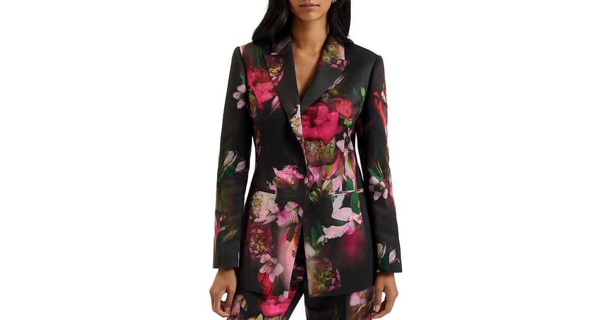 Ted Baker Okuni Floral Print Blazer in Red | Lyst