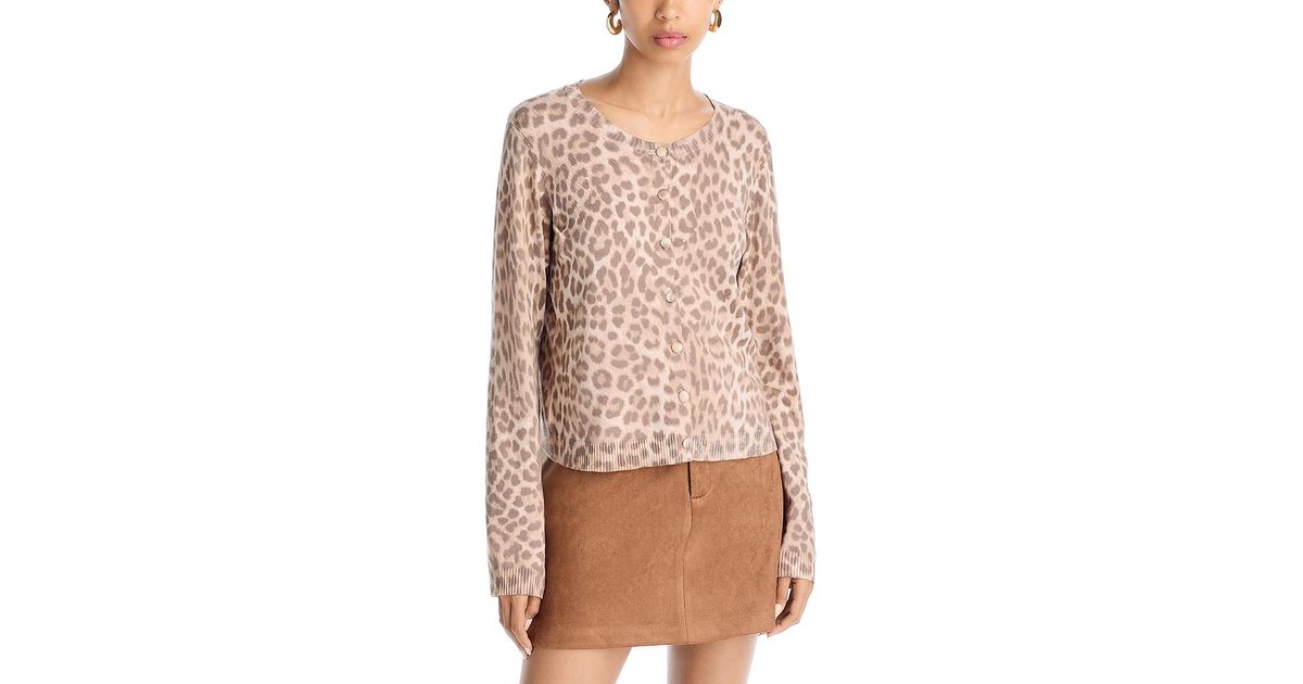 Aqua Leopard Cardigan in Natural | Lyst UK