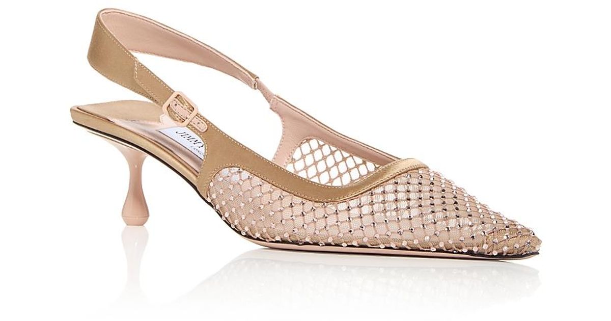 Jimmy Choo Amel 50 Embellished Slingback Pumps in Pink | Lyst