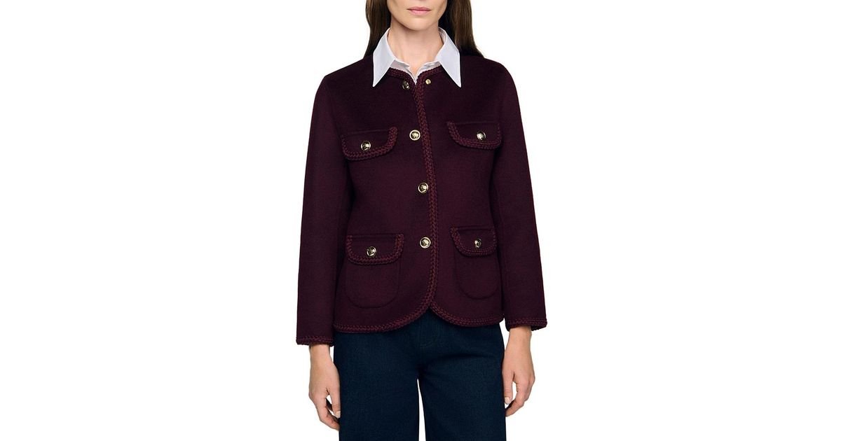Sandro Double Faced Jacket in Red | Lyst