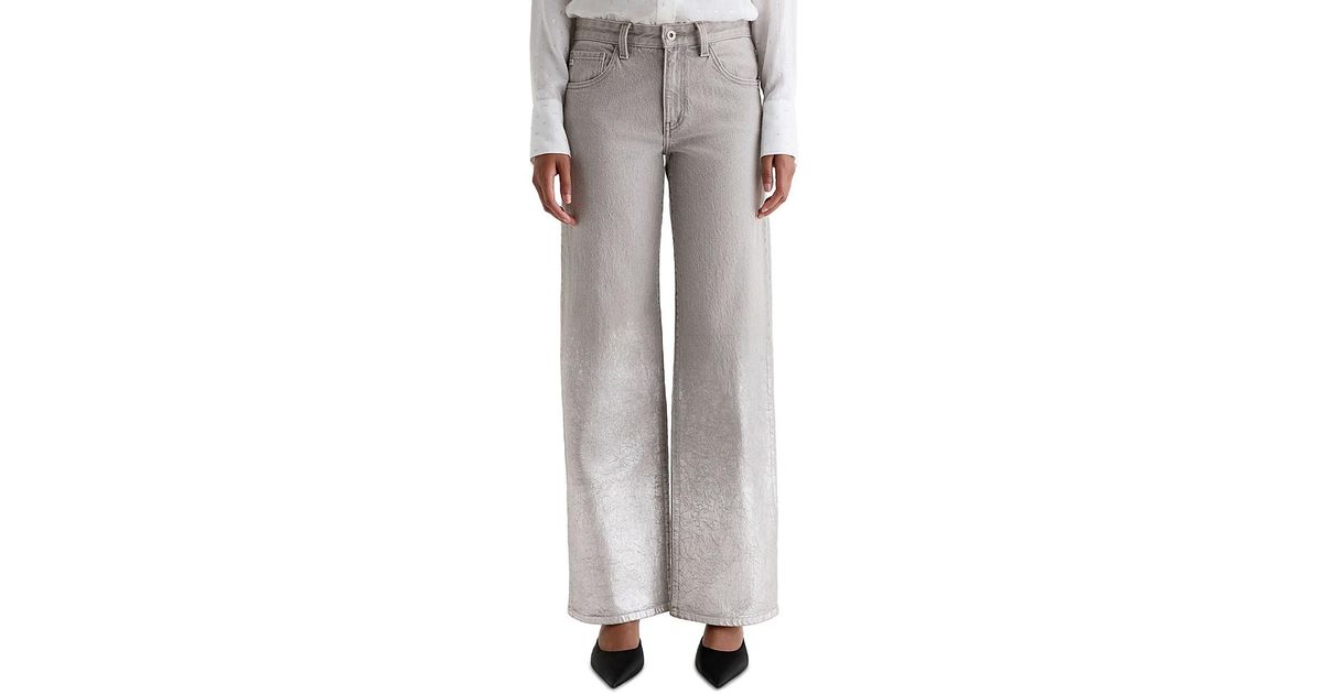 AG Jeans Adria Low Rise Wide Leg Jeans in Grey | Lyst UK