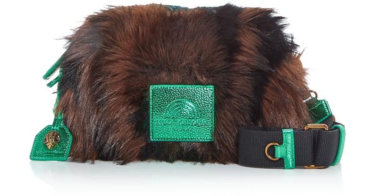 Kurt Geiger Southbank Faux Fur Camera Crossbody Bag in Green | Lyst