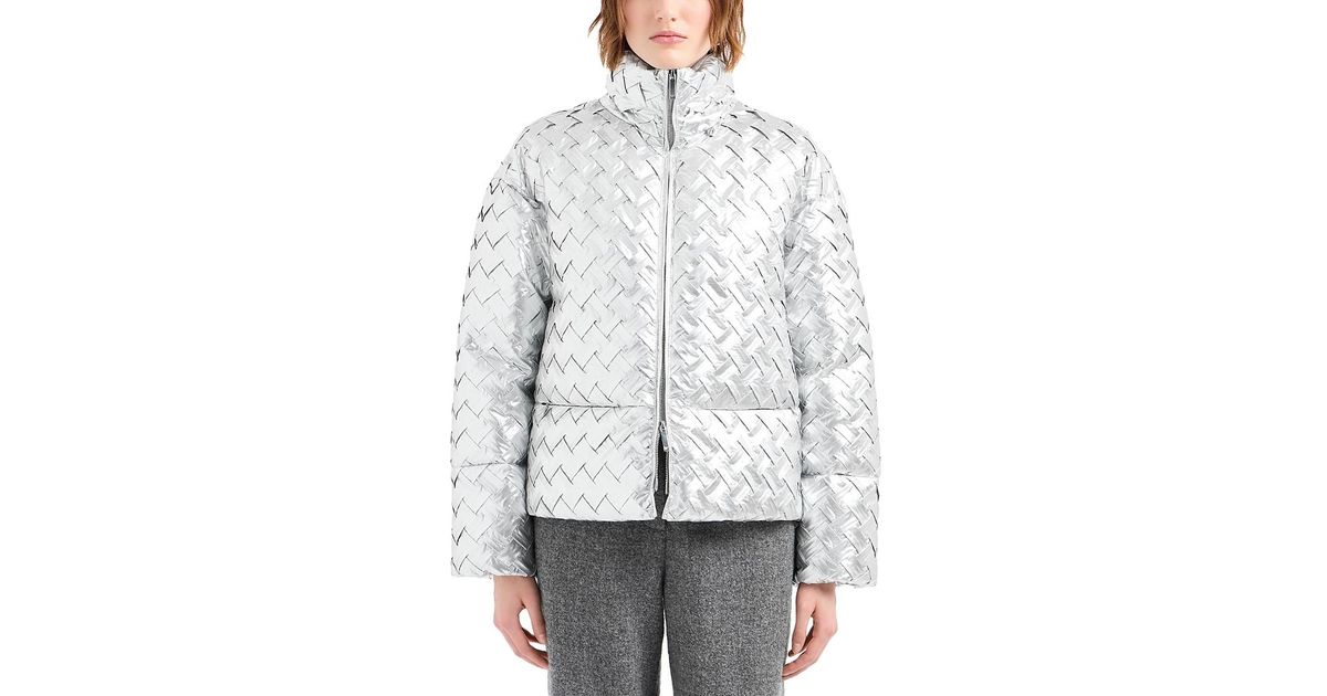 Emporio Armani Metallic Technoweave Puffer Jacket in Grey | Lyst UK