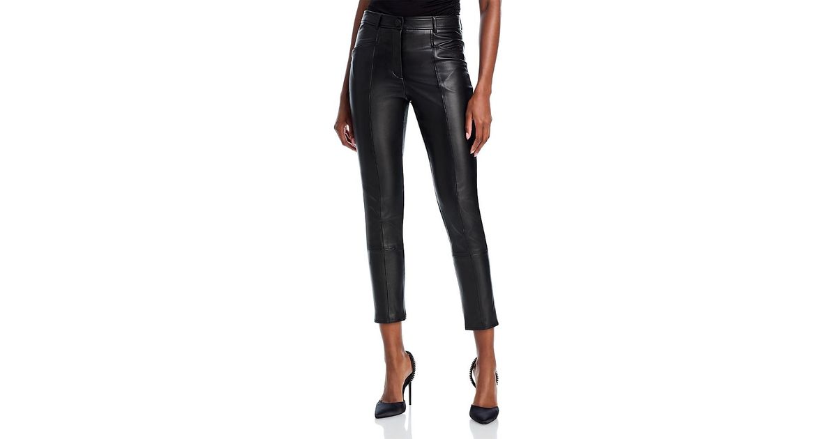 MILLY Faux Leather Pants in Black | Lyst