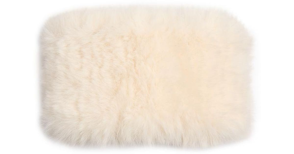 Surell Rex Rabbit Faux Fur Knit Headband in Natural | Lyst UK