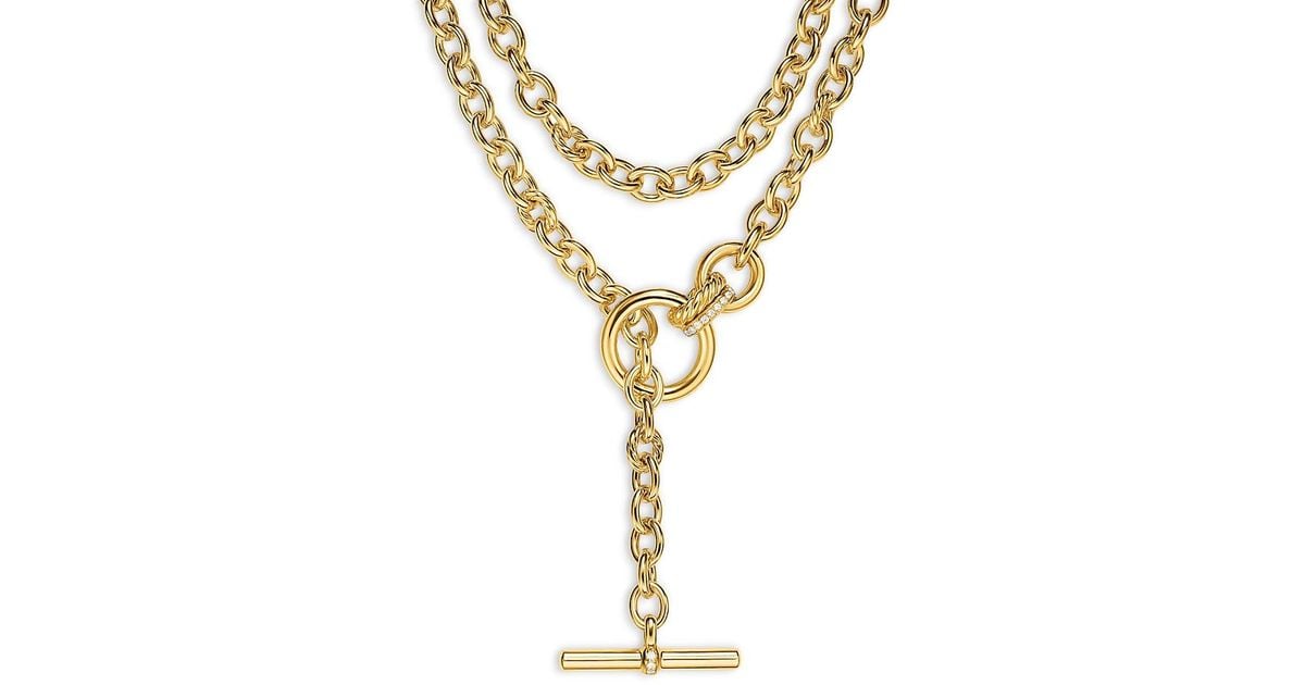 David Yurman Dy Mercer Double Row Toggle Chain Necklace in Metallic | Lyst