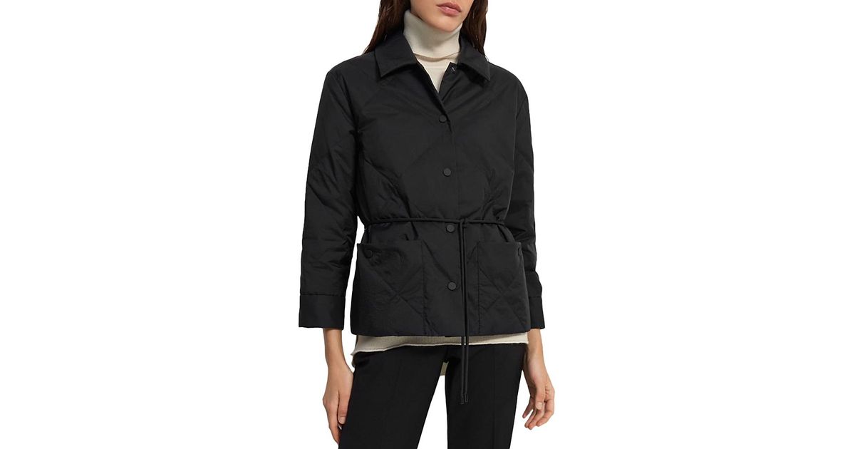 Theory Crop Quilted Jacket in Black | Lyst