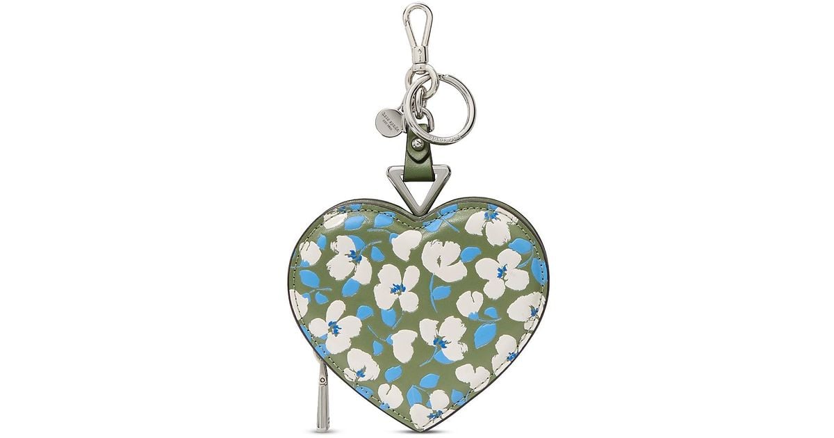 Kate Spade Liv Painterly Bouquet Embossed Leather Heart Coin Purse Key ...